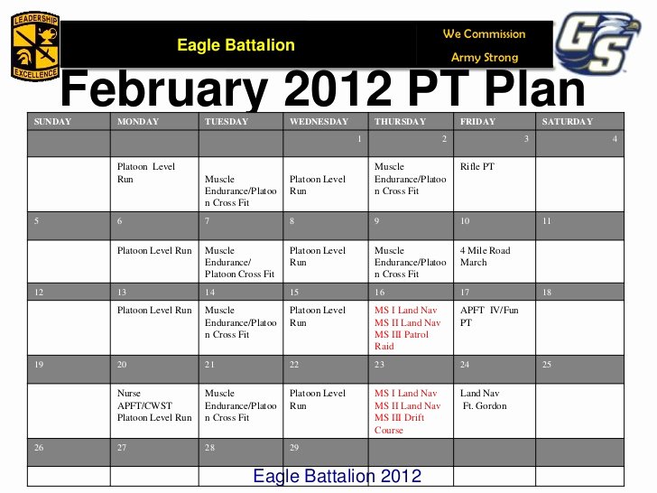 40 Army Pt Plan Template Hamiltonplastering
