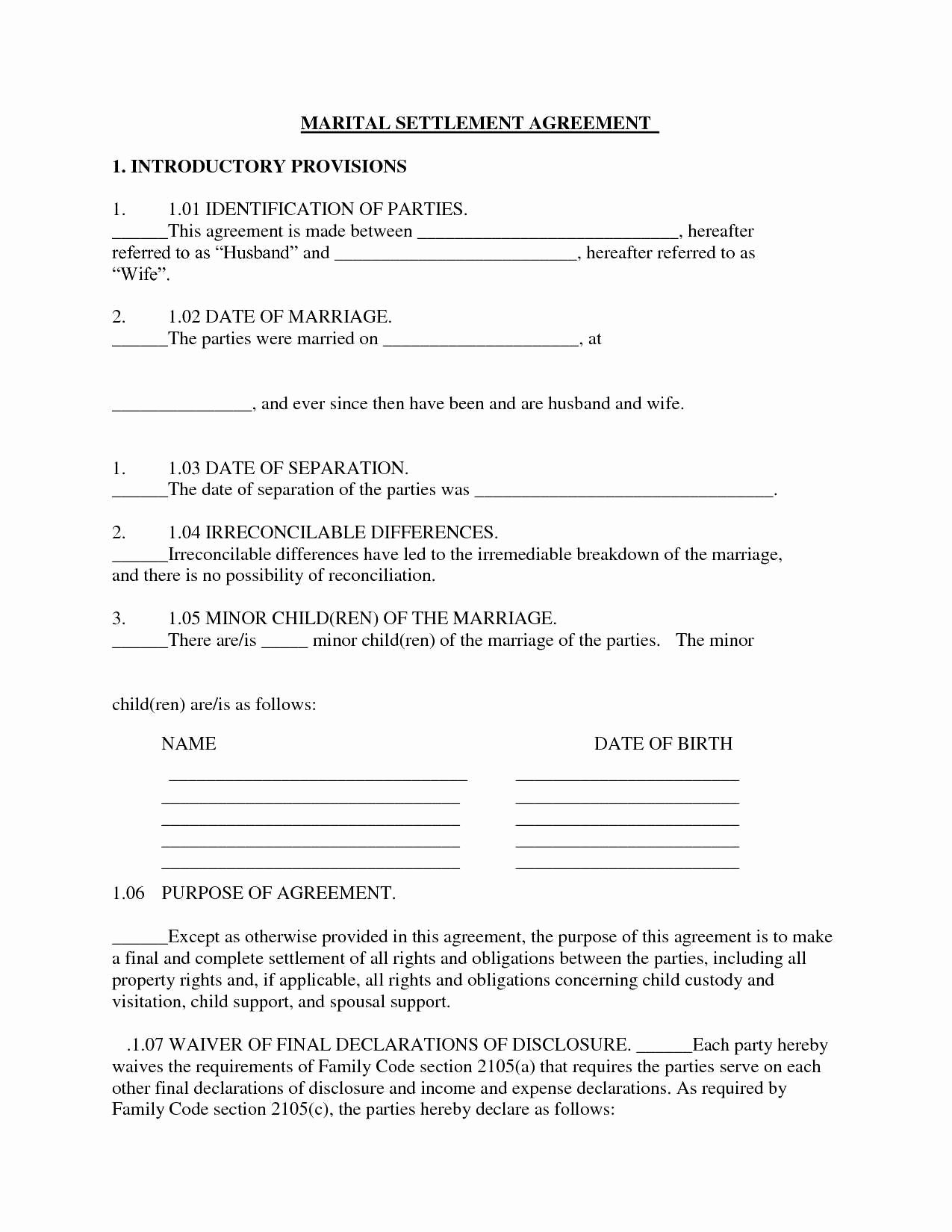 Nc Separation Agreement Template