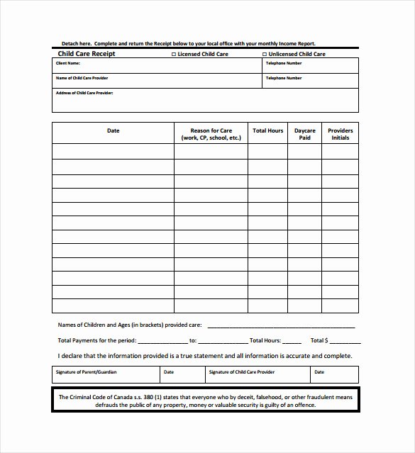 Printable Daycare Payment Forms Printable Forms Free Online