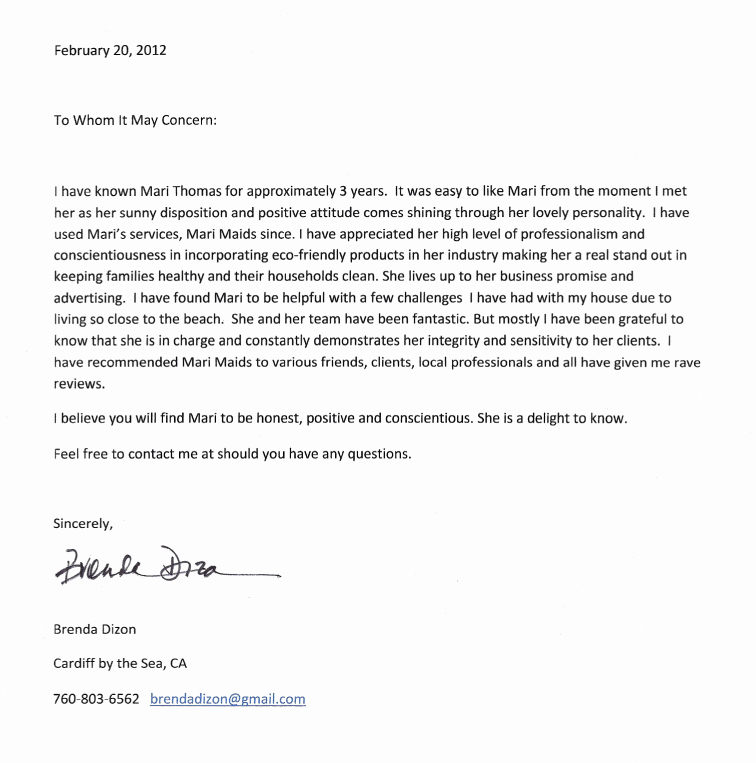 Green Card Letter Of Support