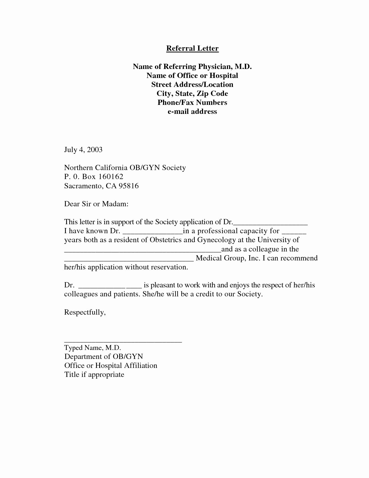 35 Letter Asking For Referrals From Medical Professionals