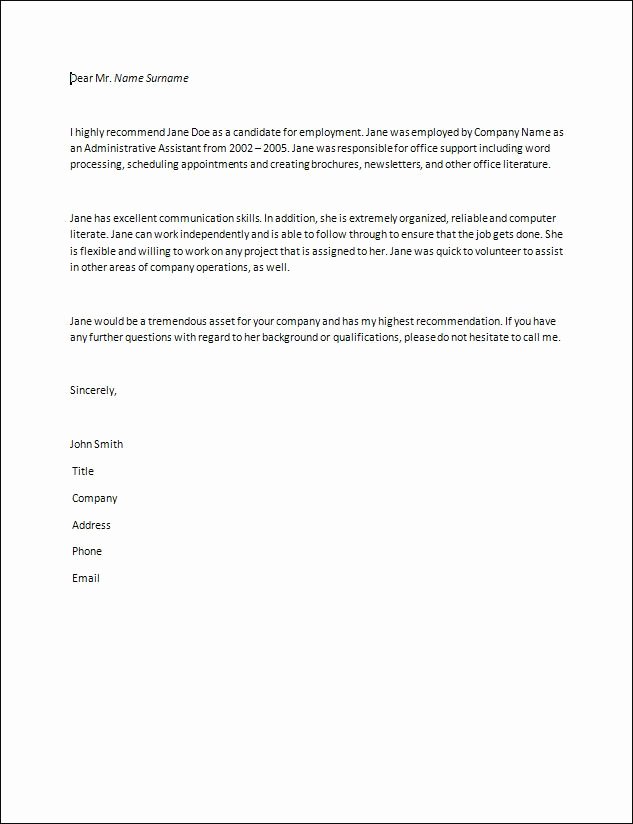 30 Letter Of Recommendation For Babysitter Hamiltonplastering