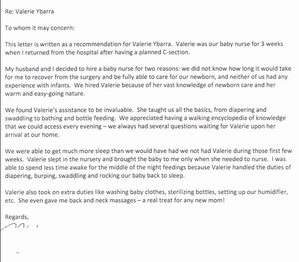30 Letter Of Recommendation For Babysitter Hamiltonplastering