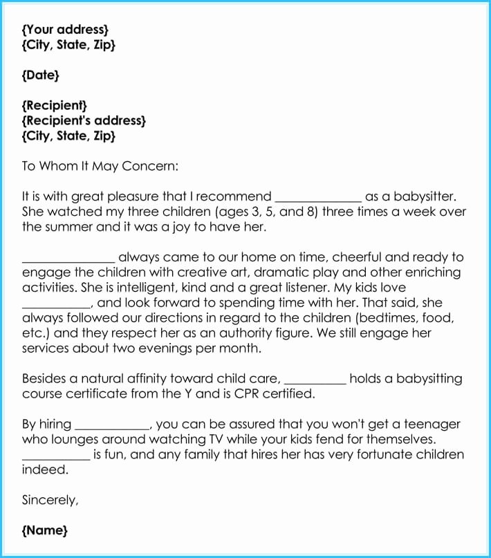 30 Letter Of Recommendation For Nanny Hamiltonplastering