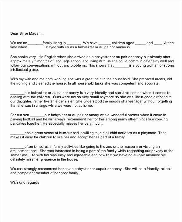 30 Letter Of Recommendation Nanny Hamiltonplastering