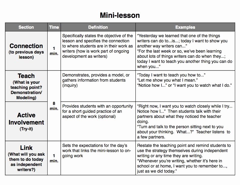 40 Mini Lesson Plan Template Hamiltonplastering