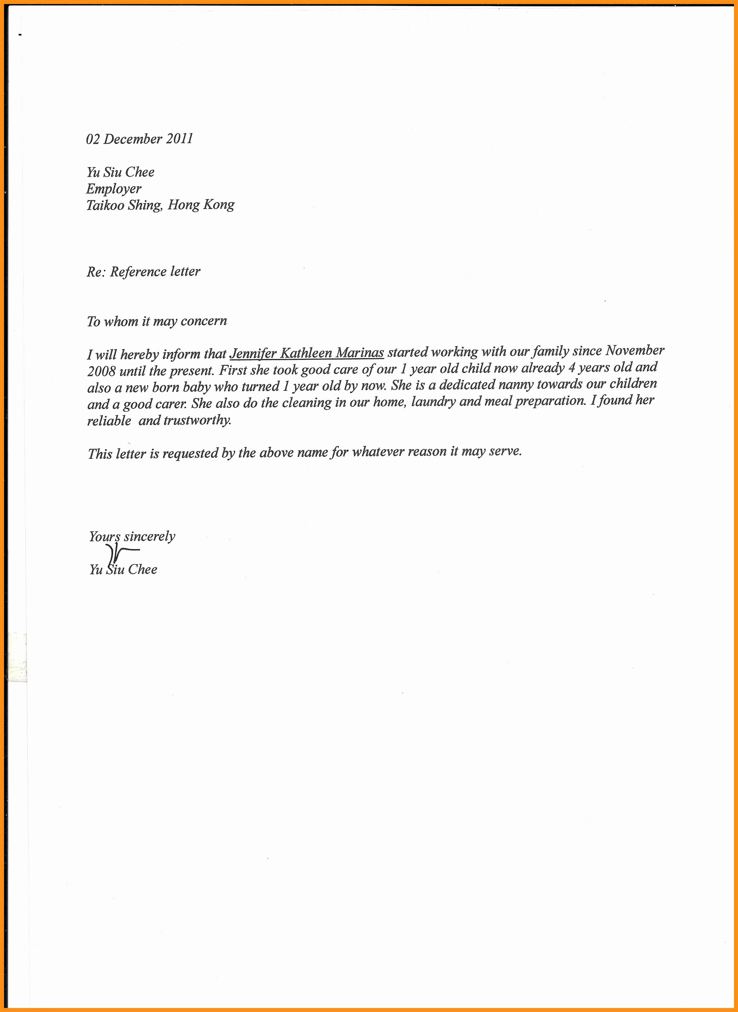 30 Nanny Letter Of Recommendation Hamiltonplastering