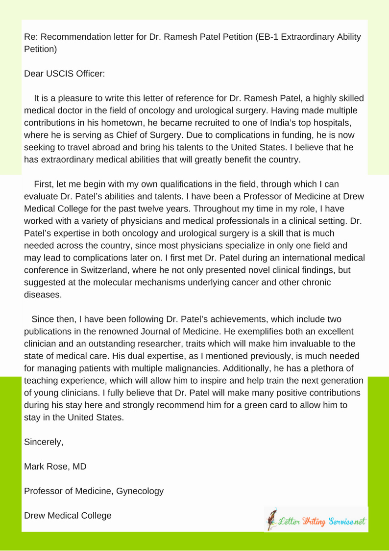30 O1 Visa Recommendation Letter Sample Hamiltonplastering