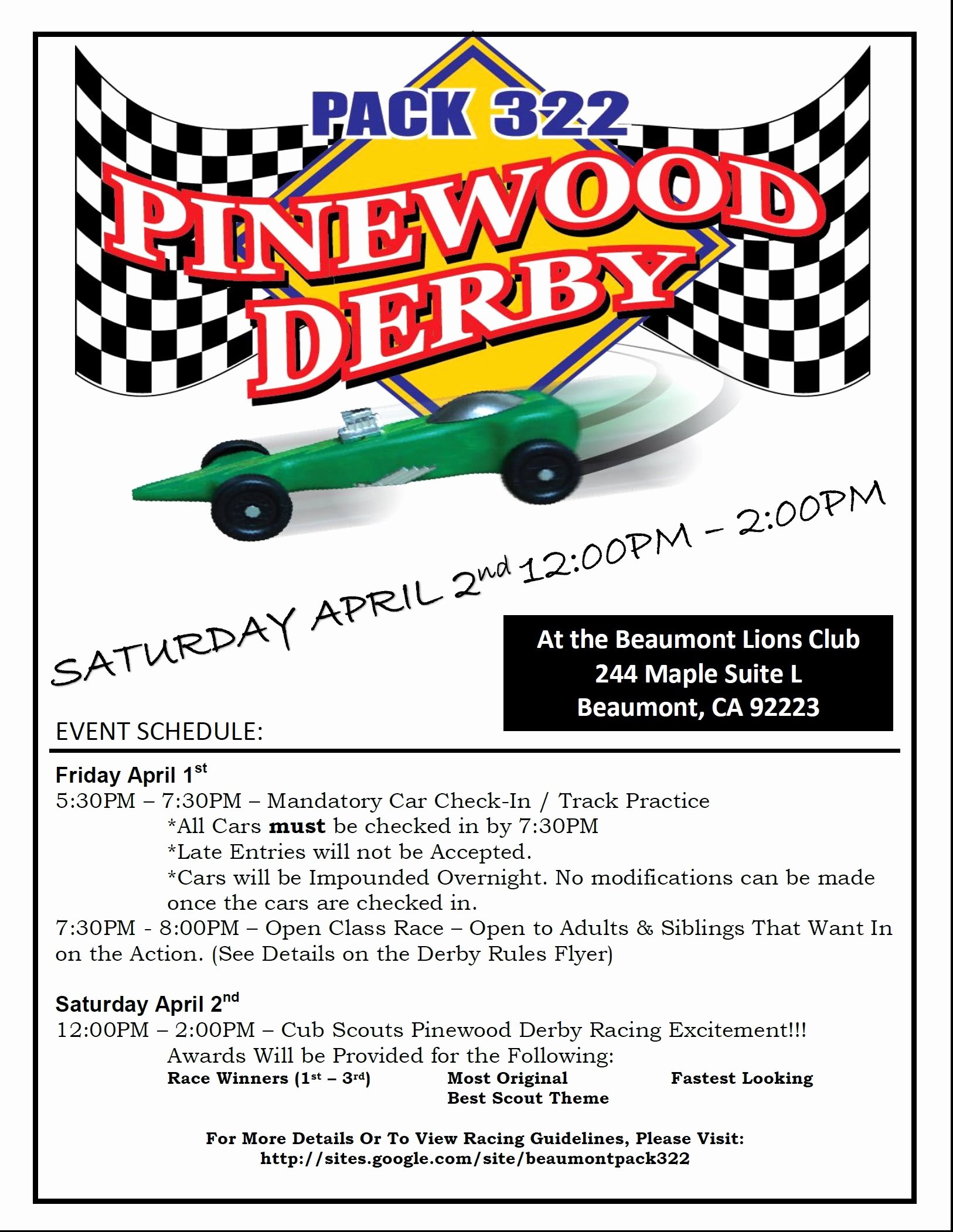 35 Pinewood Derby Flyer Template Hamiltonplastering