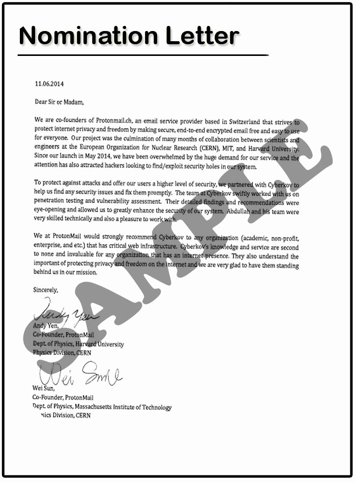 30 Recommendation Letter For Award Nomination Hamiltonplastering