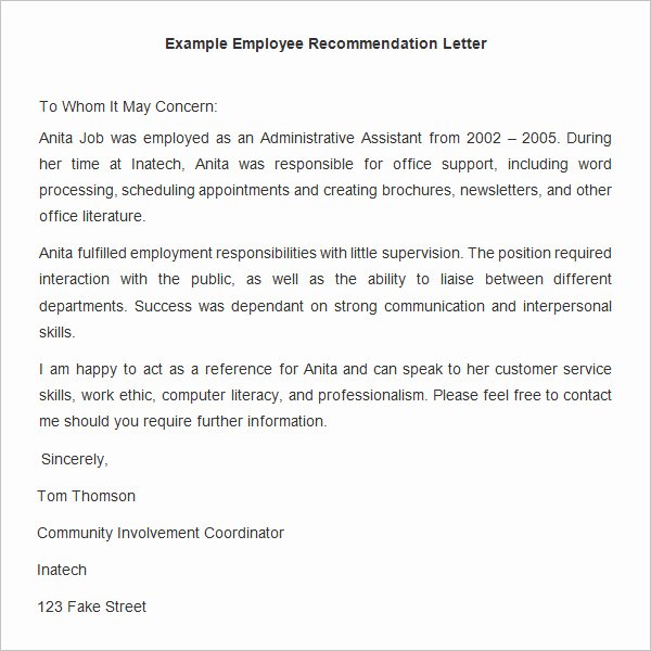30 Recommendation Letter For Boss Hamiltonplastering