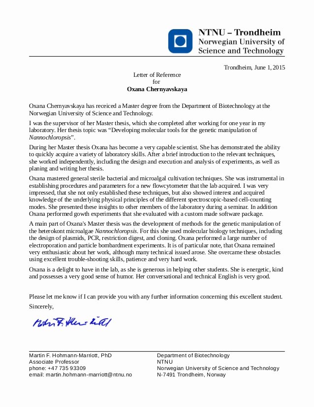 30 Recommendation Letter For Masters Program Hamiltonplastering