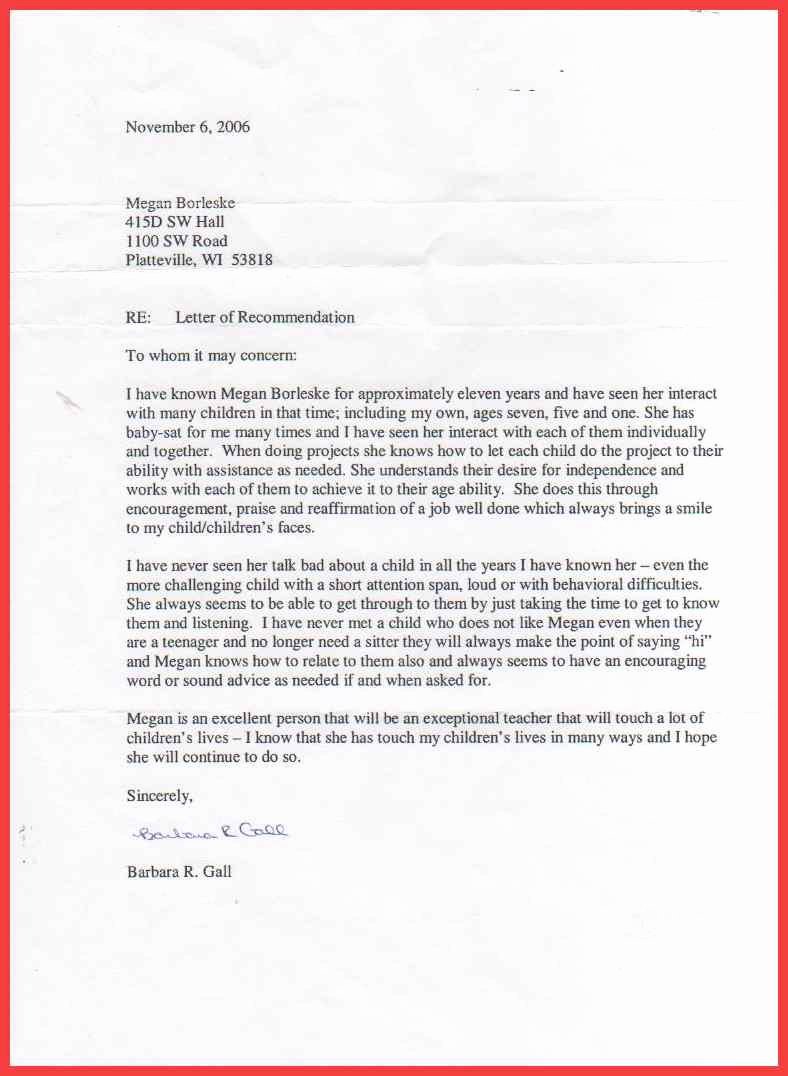 30 Recommendation Letter For Nanny Hamiltonplastering