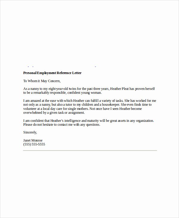 30 Recommendation Letter For Nanny Hamiltonplastering