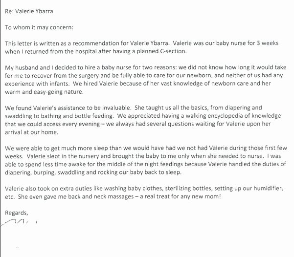 30 Recommendation Letter For Nanny Hamiltonplastering