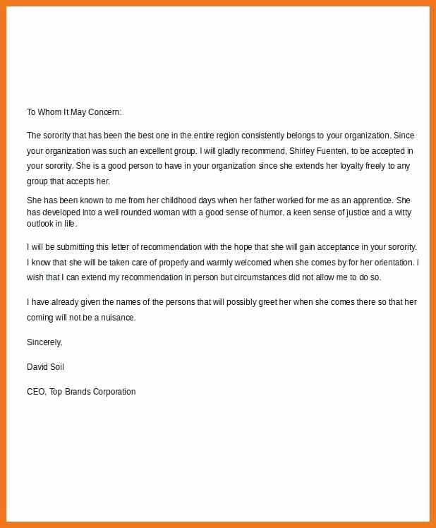 30 Recommendation Letter For Sorority Hamiltonplastering