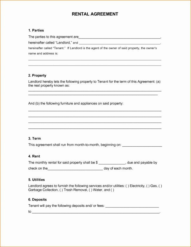 Rv Space Rental Agreement Template