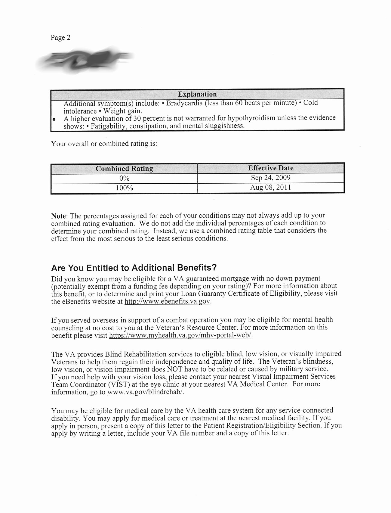 Veteran Disability Award Letter