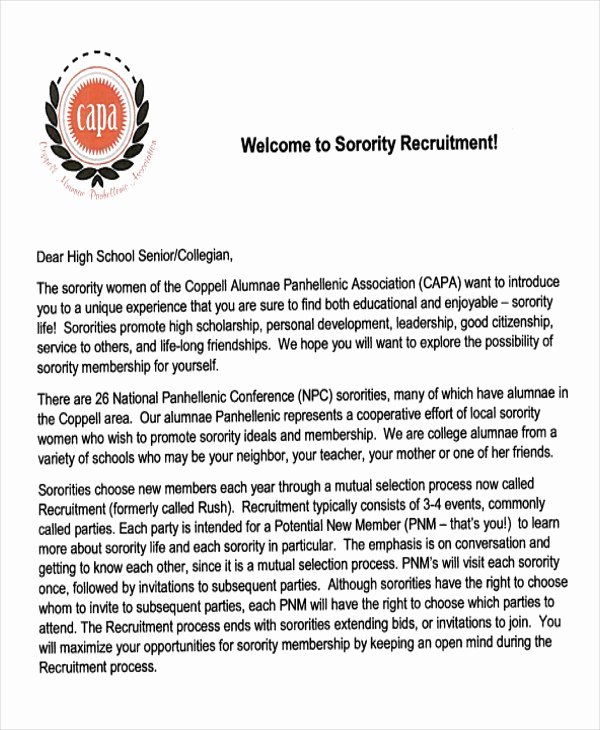 Sorority Recommendation Letter Template