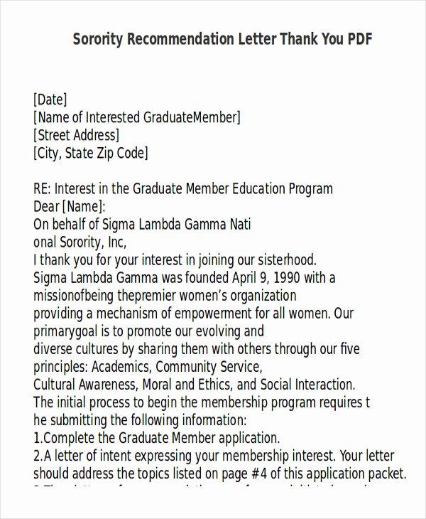 30 Sample Sorority Recommendation Letter Hamiltonplastering
