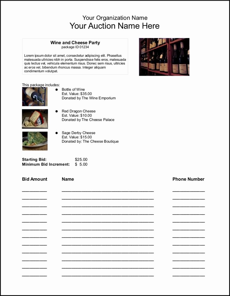 35 Silent Auction Item Description Template Hamiltonplastering