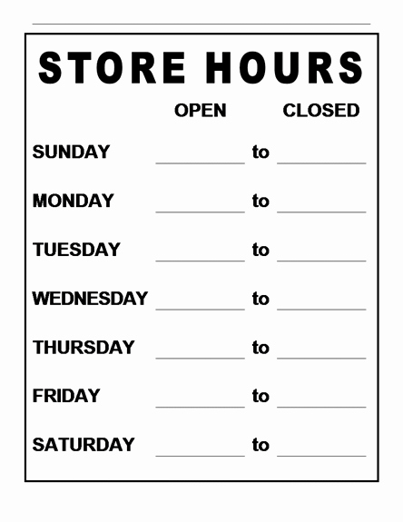 35 Store Hours Template Word Hamiltonplastering