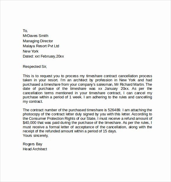 35 Timeshare Rescission Letter Sample Hamiltonplastering